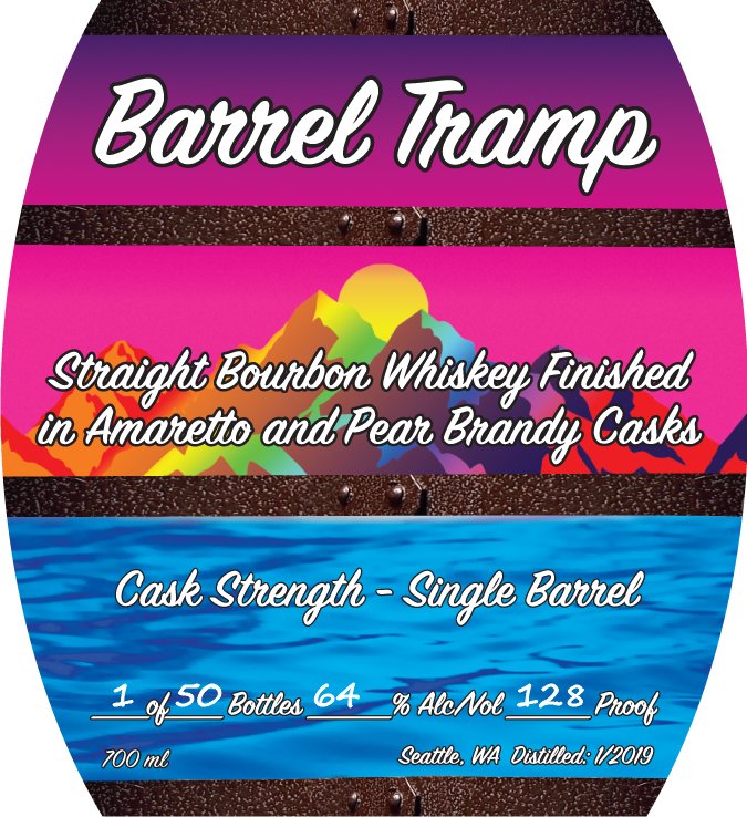Barrel Tramp Straight Bourbon Whiskey Finished in Amaretto & Pear Brandy Casks Single Barrel ...