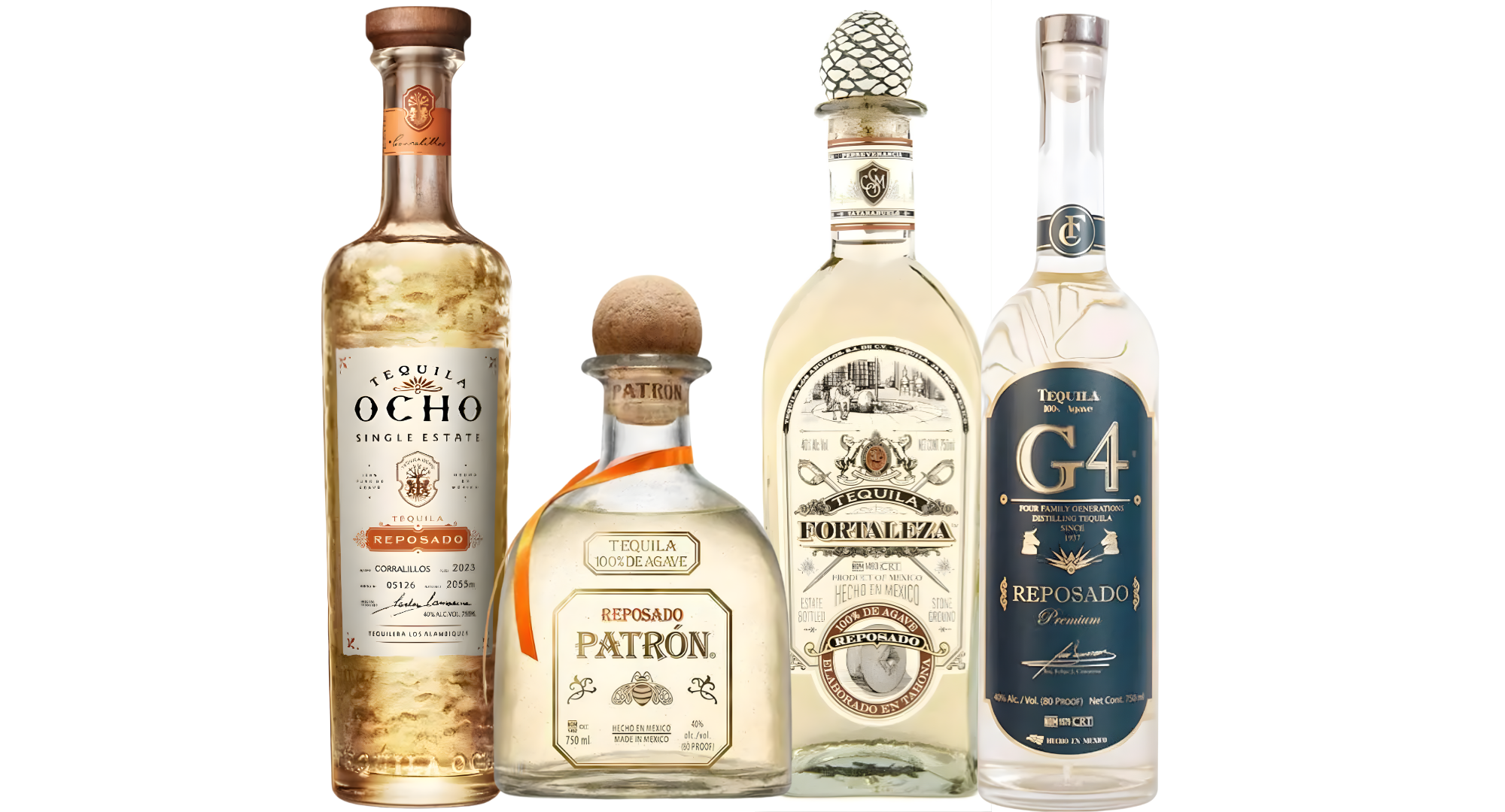 Additive-Free Tequila Reposado Bundle: Tequila Ocho, Fortaleza, G4, Pa