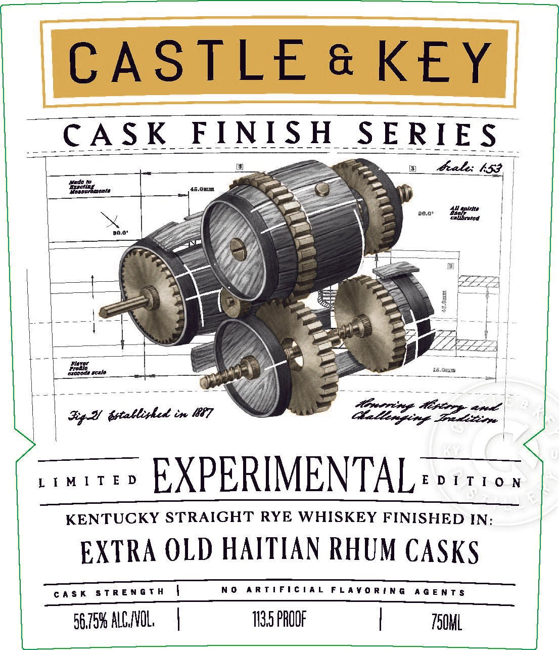 Castle & Key Experimental Rye Whiskey Extra Old Haitian Rhum Cask ...