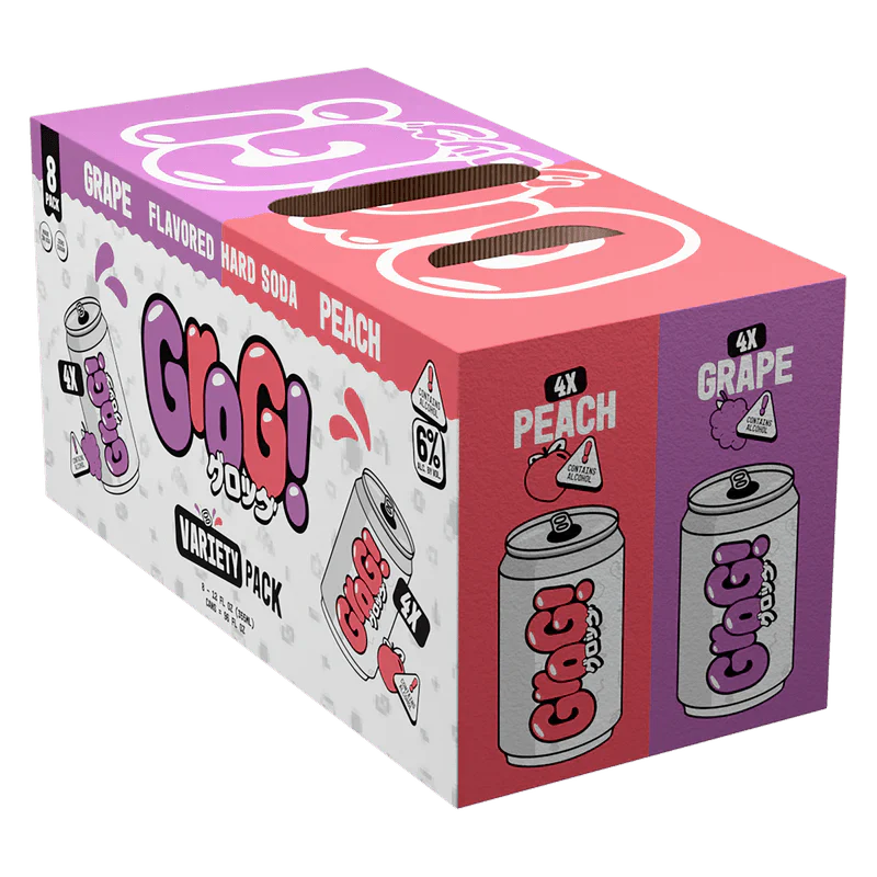 Grog! Flavored Hard Soda Variety Pack – Grape & Peach – 8 Pack ...