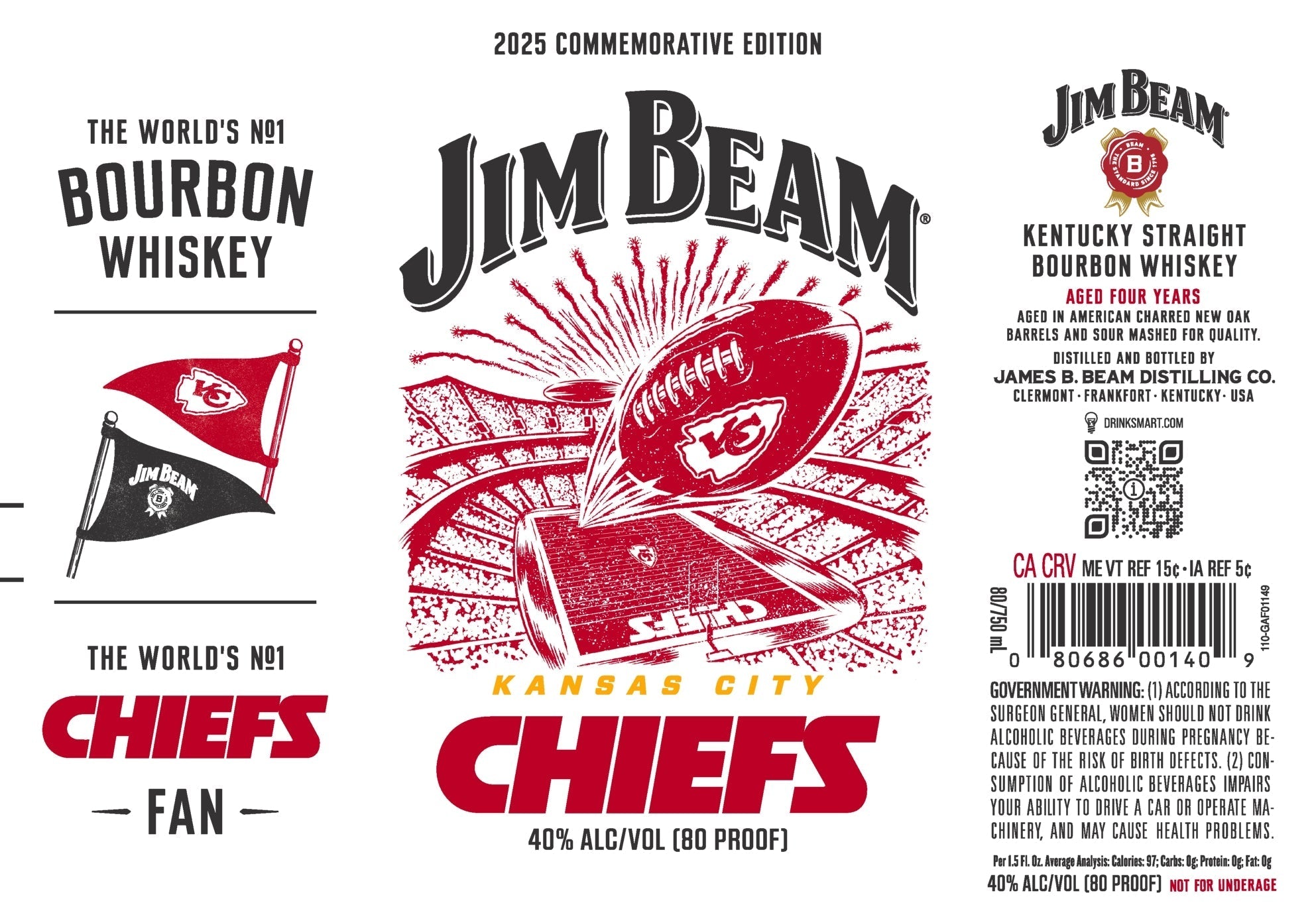 Jim Beam Kansas City Chiefs 2025 Commemorative Edition Bourbon ...