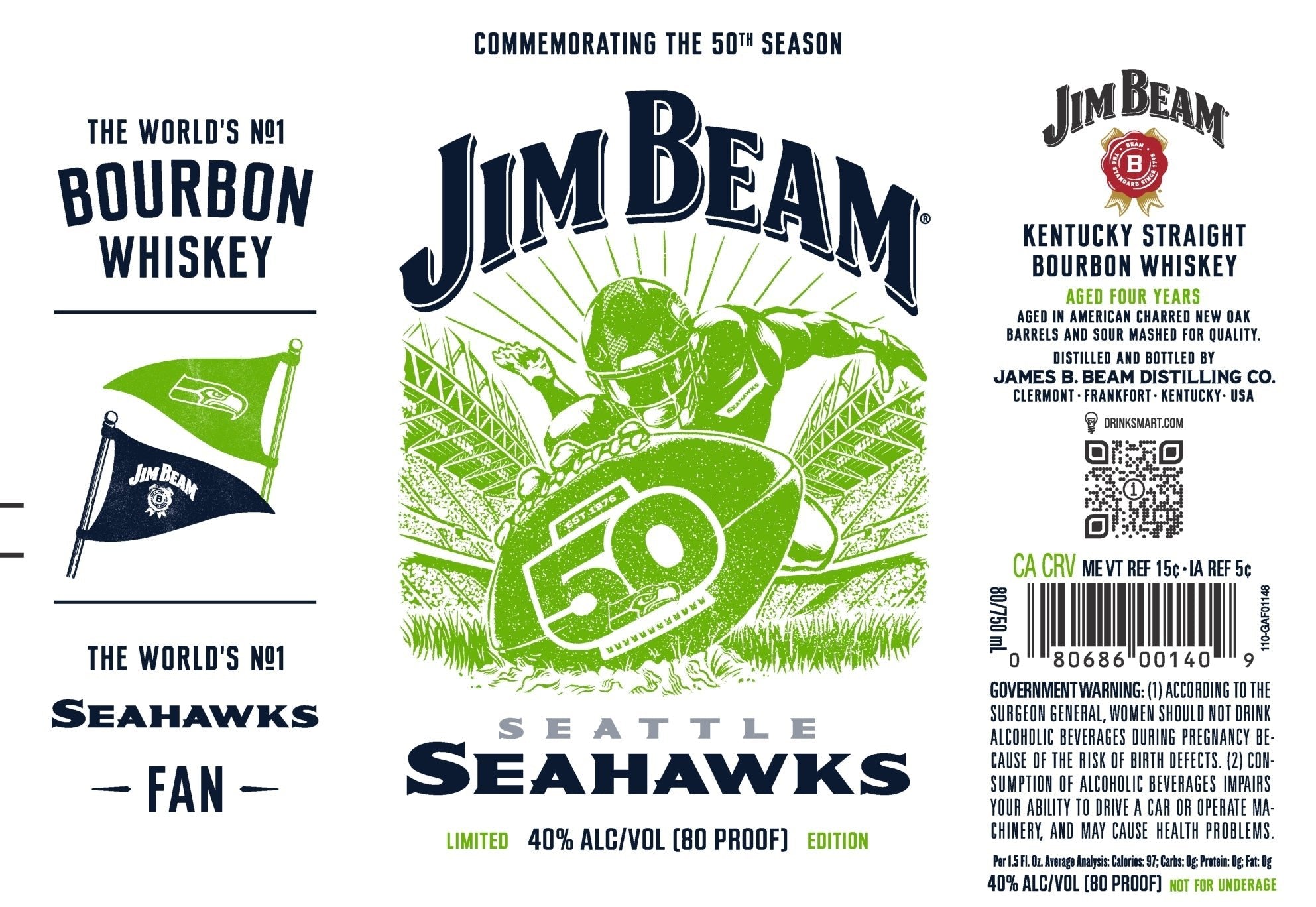 Jim Beam Seattle Seahawks 50th Season Limited Edition Bourbon - BuyMyLiquor