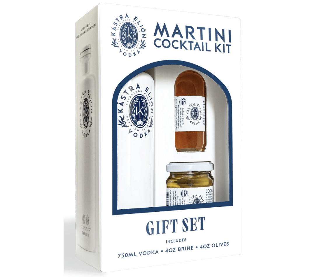Kastra Elion Vodka Martini Cocktail Gift Set (750mL Vodka + 4oz Brine ...