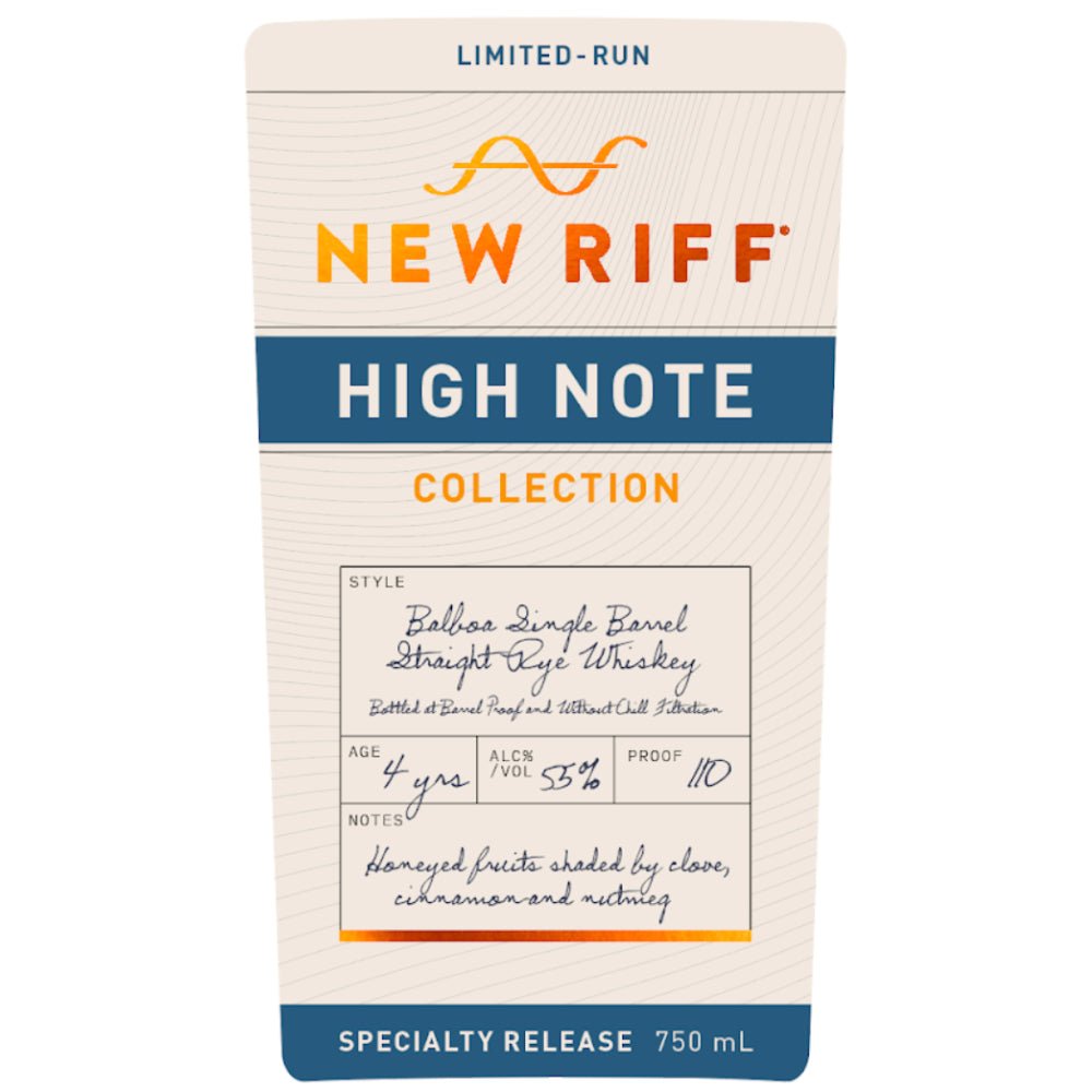 New Riff High Note Collection Single Barrel Balboa Straight Rye ...