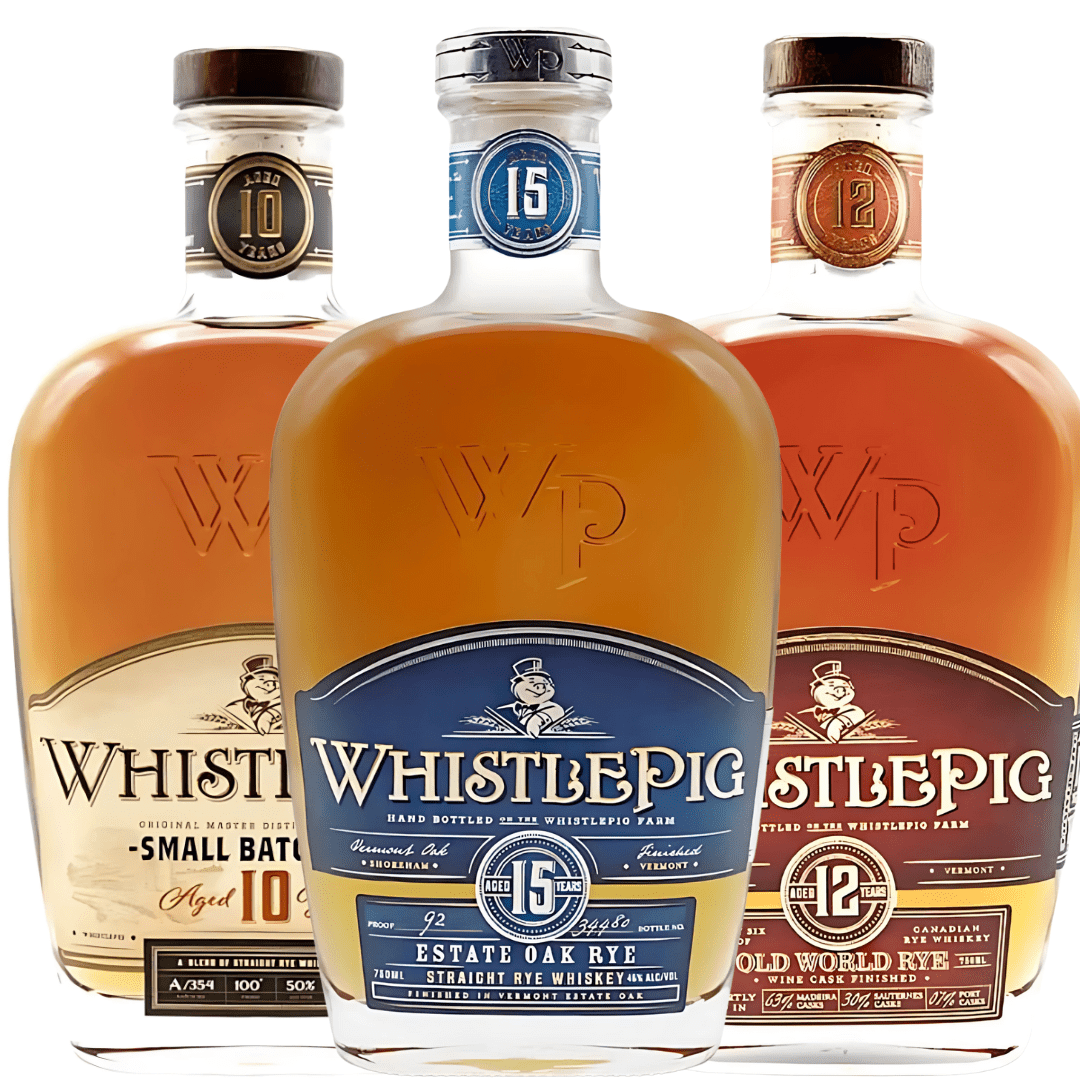 WhistlePig Rye Whiskey Bundle: 10, 12 & 15 Year Aged Expressions ...